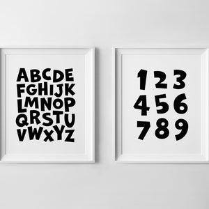 Alphabet Poster, Kids Wall Art, Black and White Printable, Letters for ...