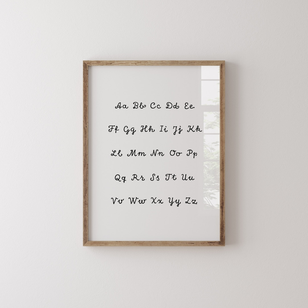 Alphabet Poster, Cursive Writing, Digital Print, Homeschool Learning ...