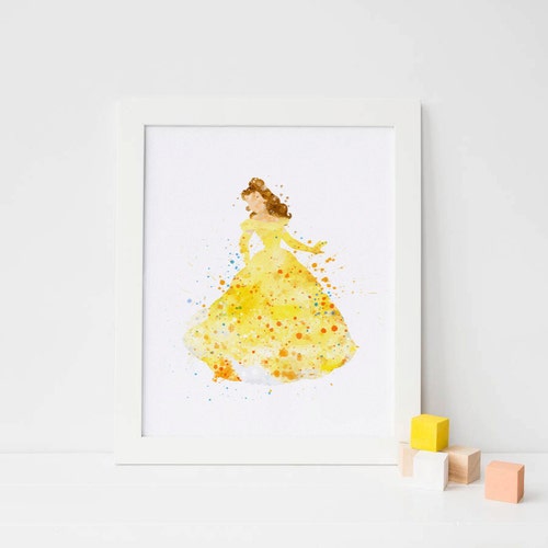 Princess Belle Print Princess Art Belle Watercolor Disney | Etsy