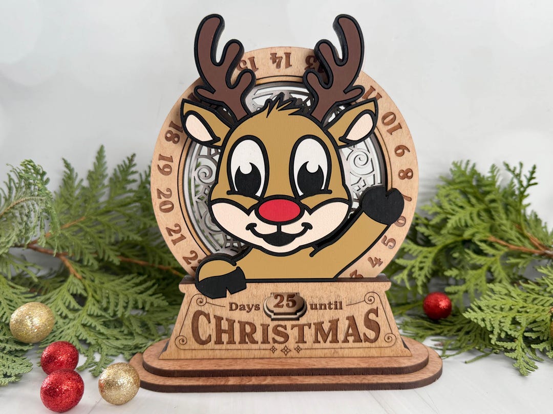Personalized Reindeer Countdown Calendar - 25 Days to Christmas - Laser ...