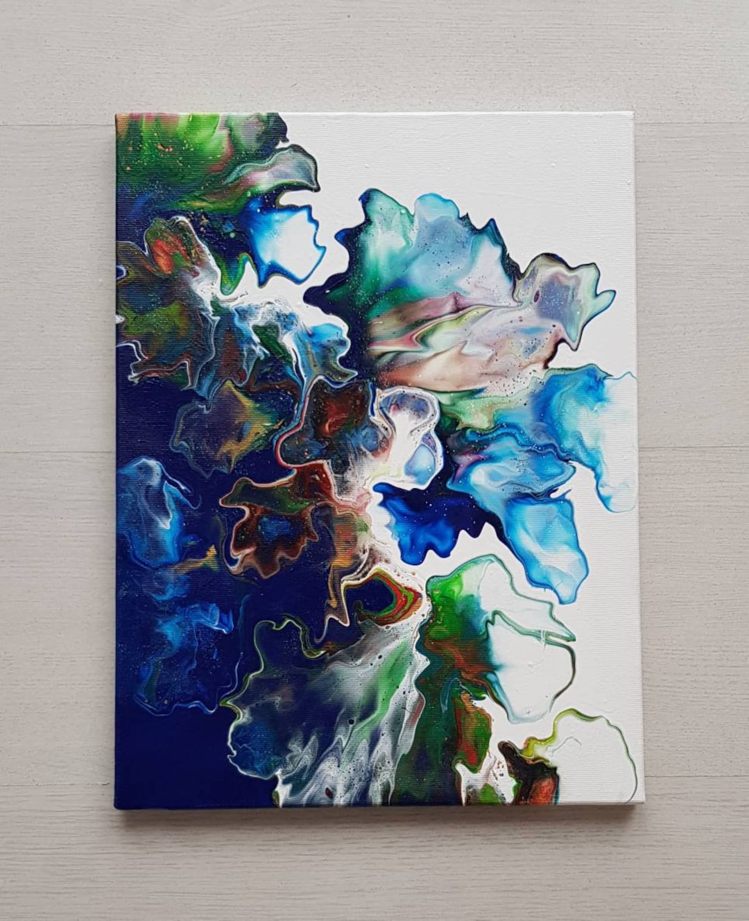 Acrylic Abstract Painting "blue Pettals" on Canvas 30x40cm - Original ...