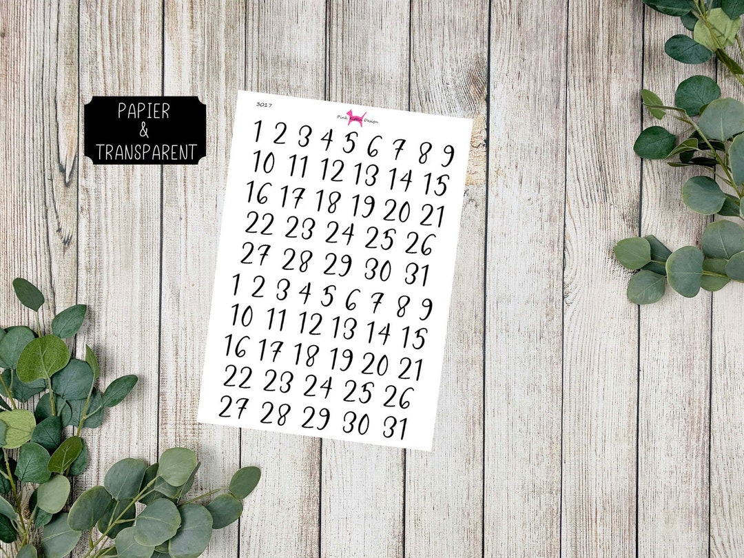 ZAHLEN #3017 Datum Planer Sticker Für Journal Kalender (transparent ...