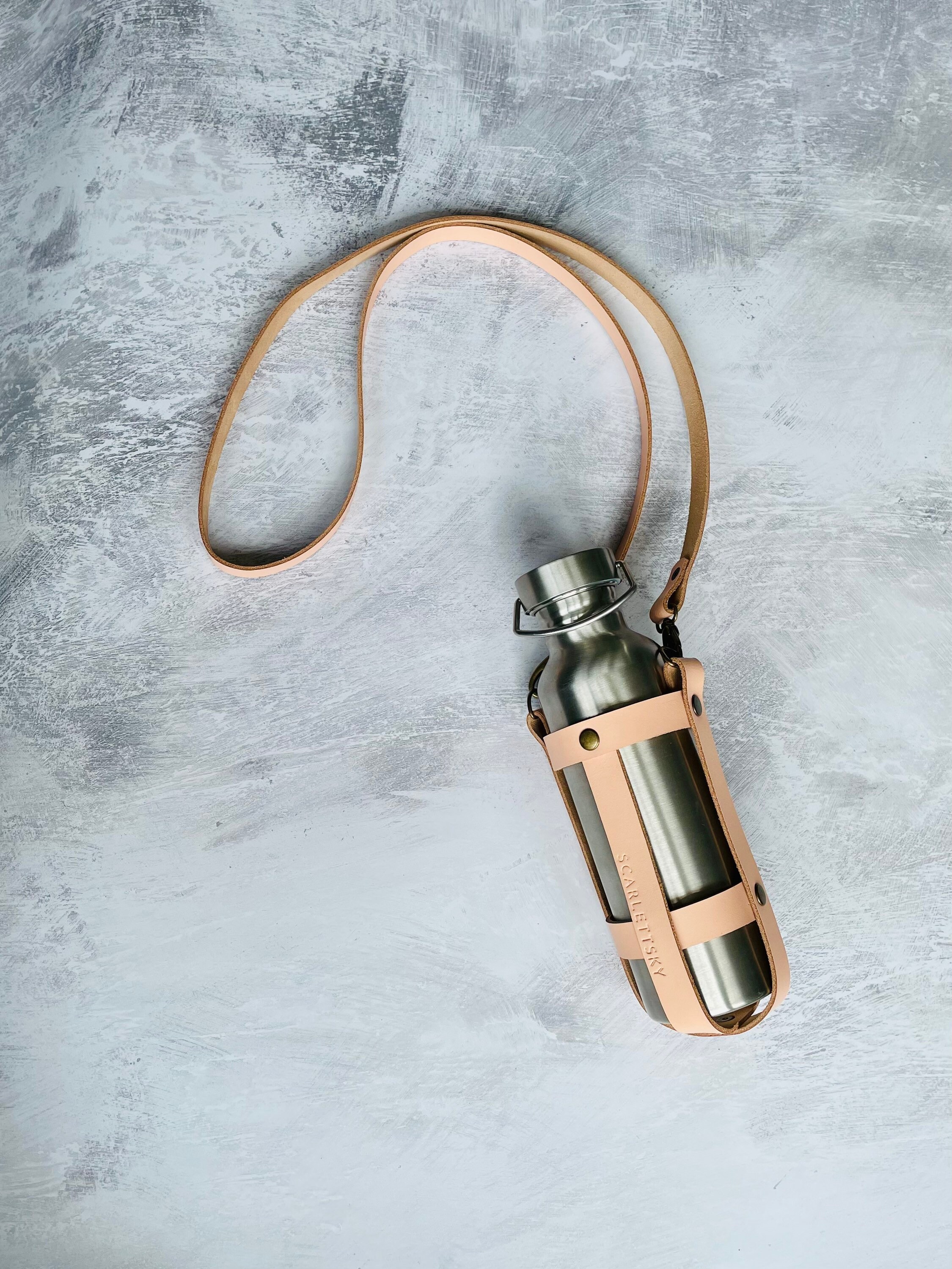 Leather Water Bottle Holder with Detachable Crossbody Strap | Etsy