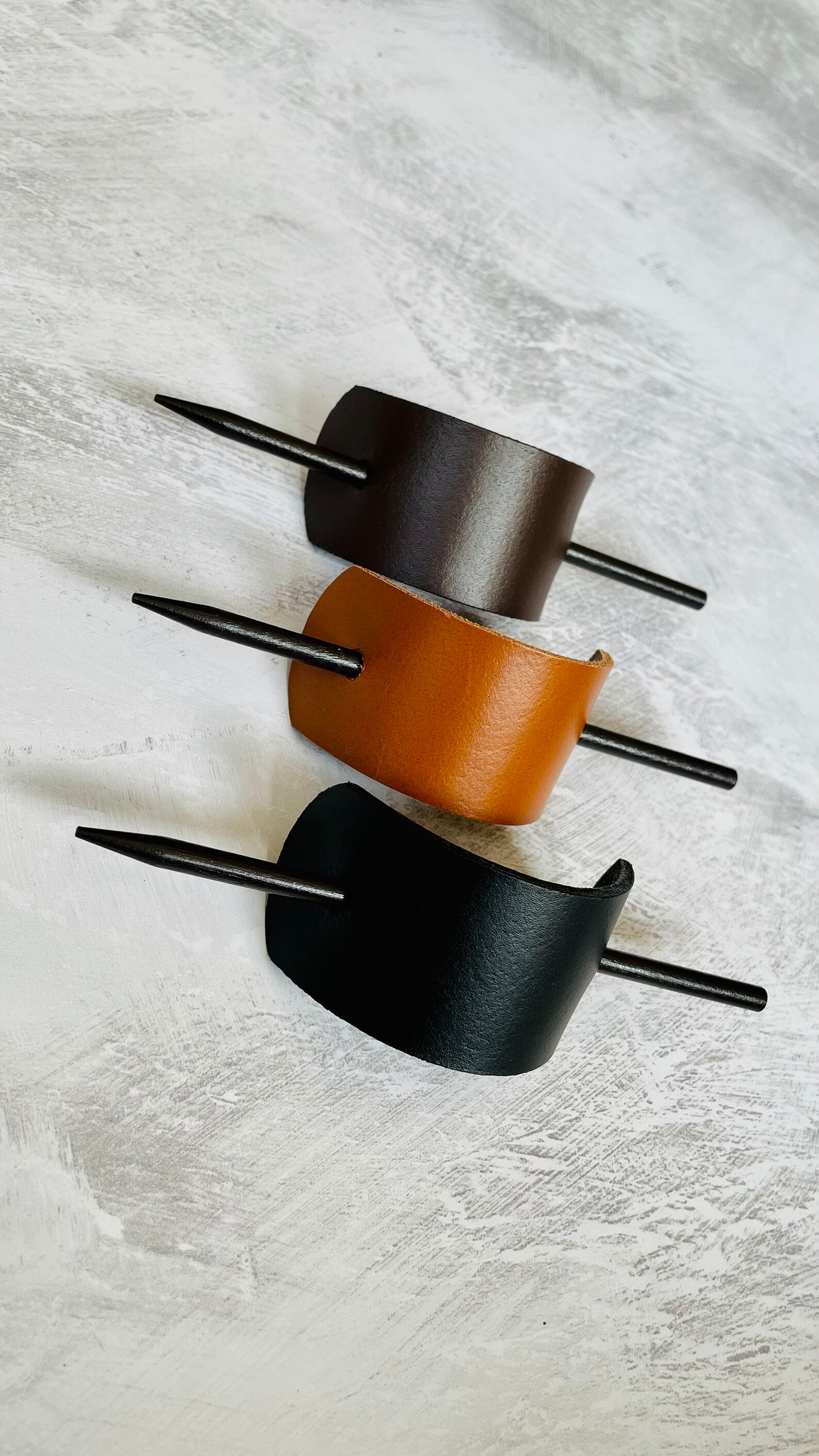 Leather Hair Barrette With Stick Leather Hair Pin for an - Etsy UK