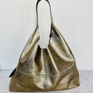 Large Leather Slouchy Hobo Shoulder Bag With Zip Pocket - Etsy