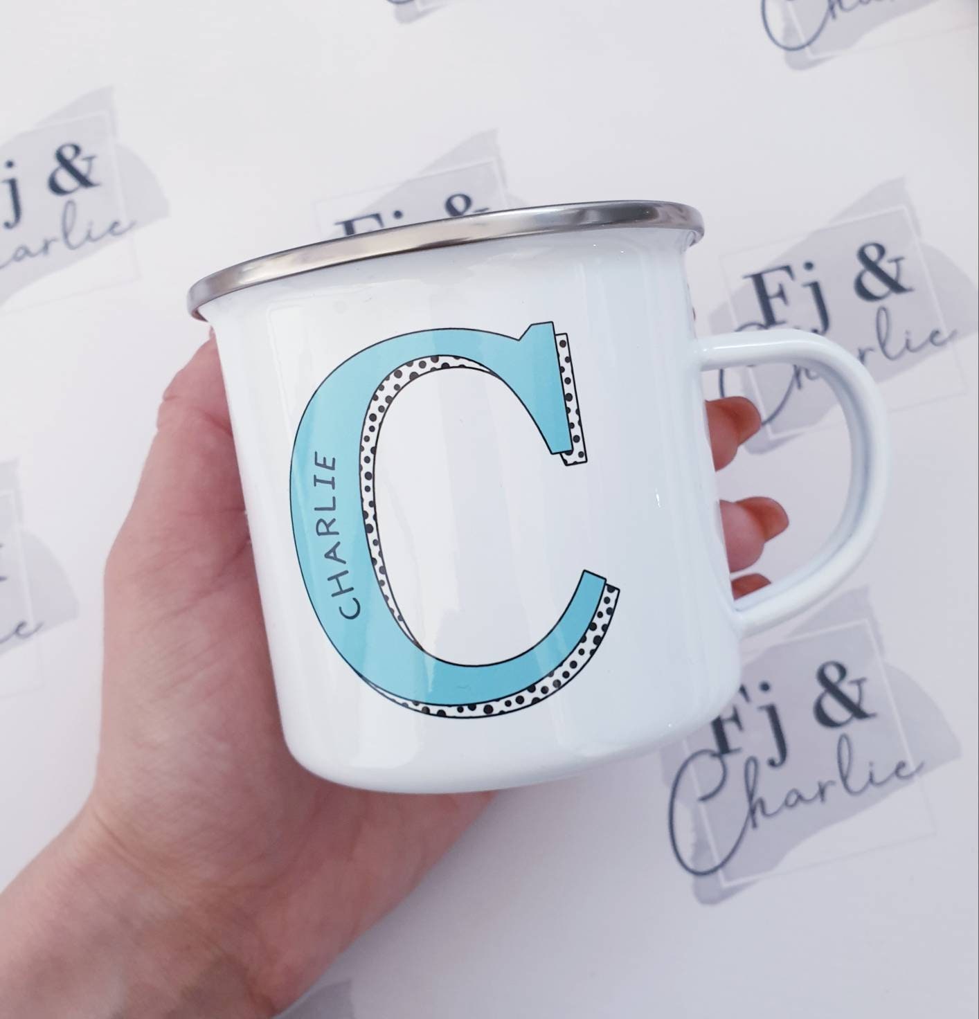 Personalised Colourful Initial Letter Name Enamel Mug ANY - Etsy UK