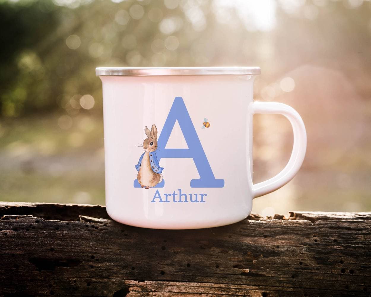 Peter Rabbit Design Enamel Mug Personalise Initial Cup Kids - Etsy UK