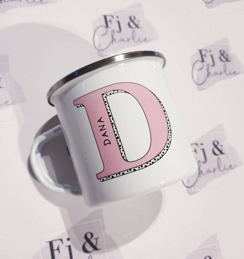 Personalised Colourful Initial Letter Name Enamel Mug ANY - Etsy UK