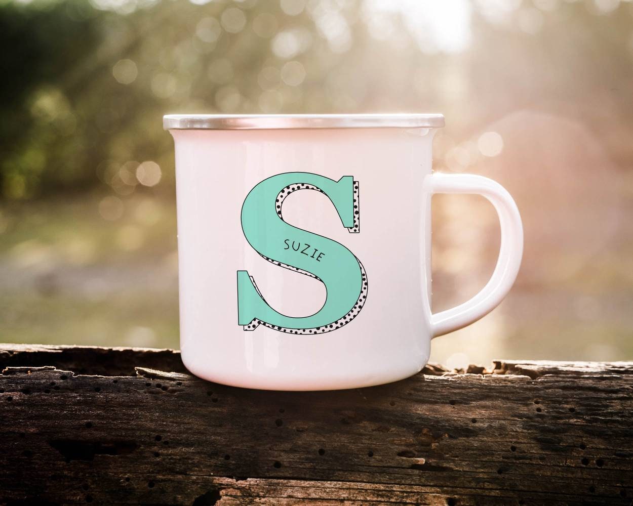 Personalised Colourful Initial Letter Name Enamel Mug ANY | Etsy UK