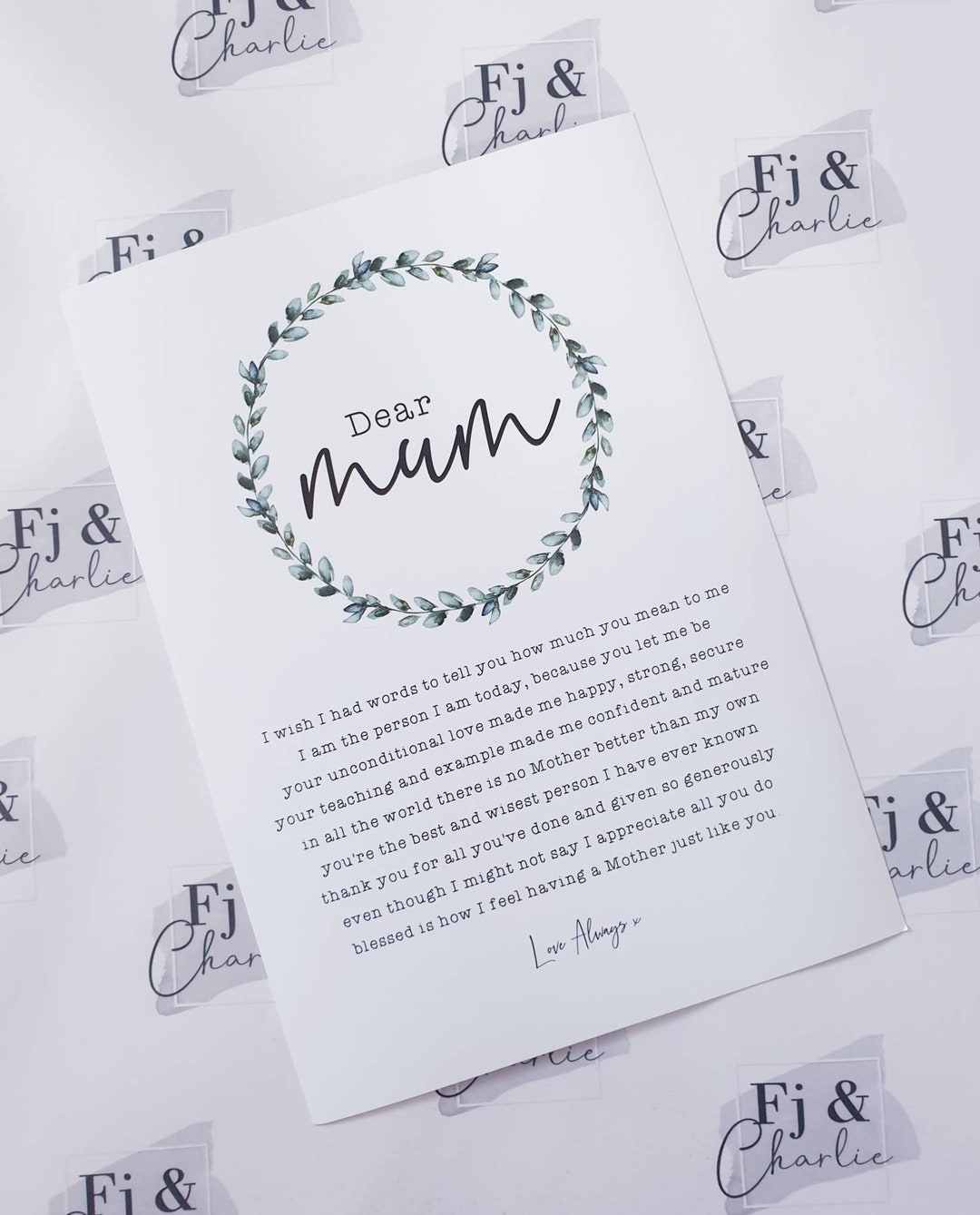 Mothers Day Gift, Dear Mum, Poem for Mum, Print Only, Wall Art, A4 ...