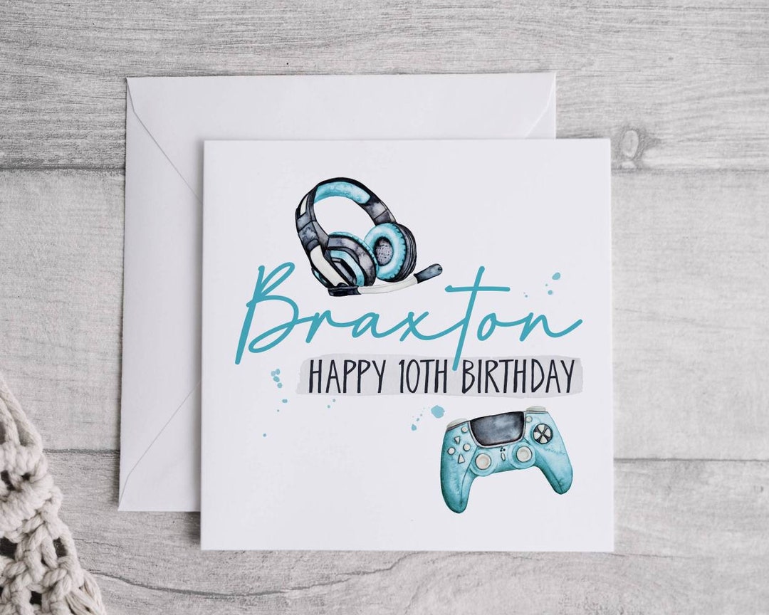 Personalised Gamer Birthday Card, Linen Texture - Etsy UK