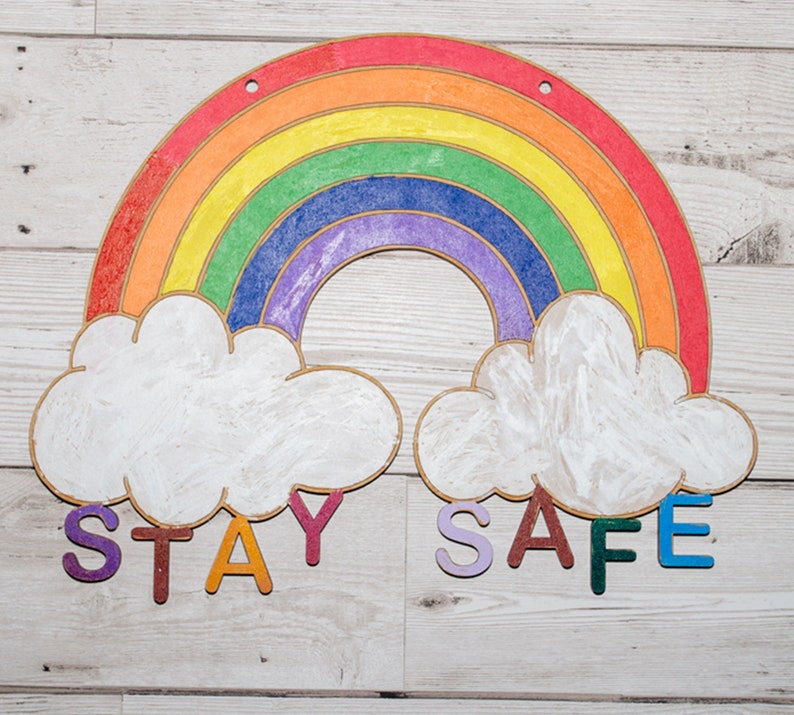 Stay Safe Rainbow Colouring Craft - Etsy UK