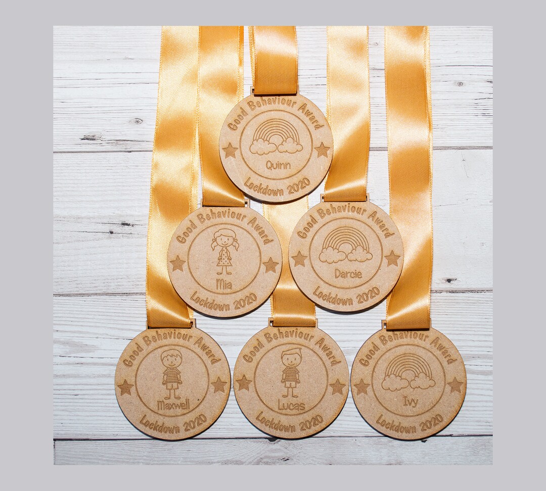 Personalised Good Behaviour Medal Lockdown 2020 Rainbow - Etsy