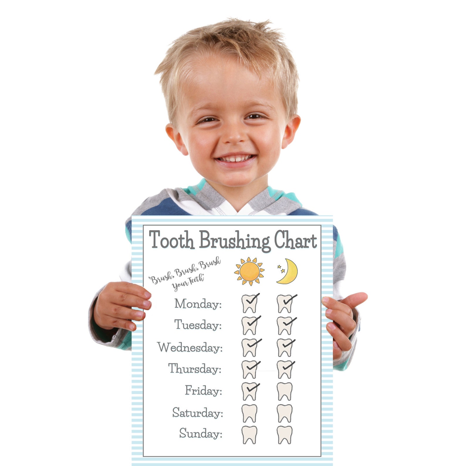 PRINTABLE BOYS TOOTH Brushing Chart Young Child/toddler - Etsy