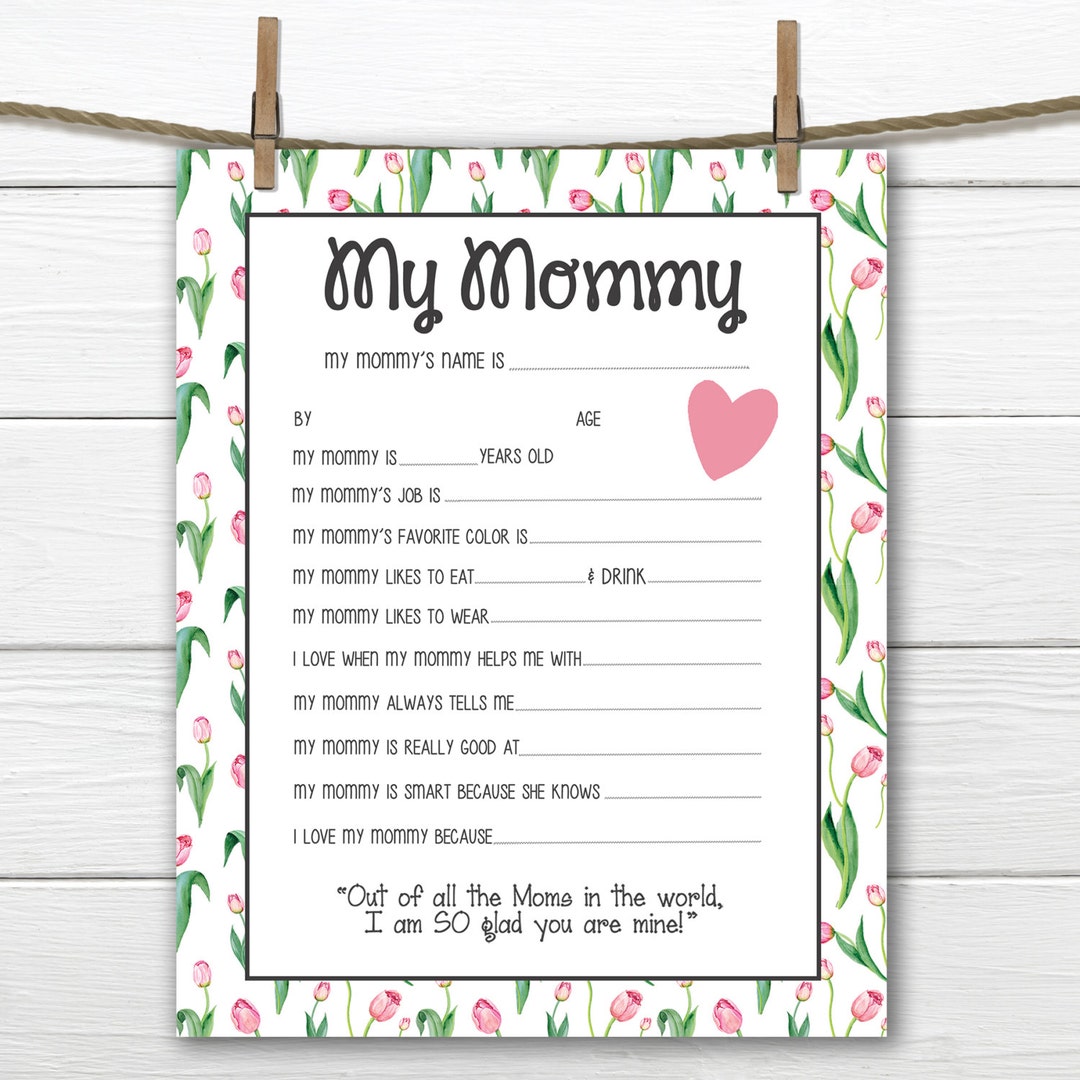 Tulips- All About My Mommy Printable- Mother's Day/mom's Birthday- From ...