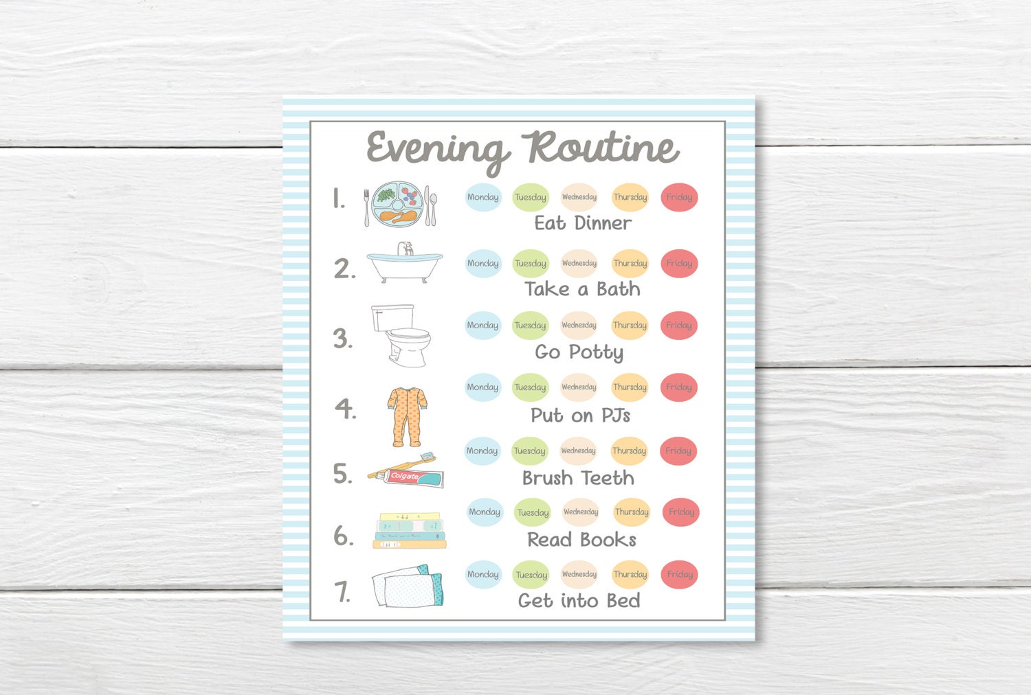 PRINTABLES WEEKLY 5 Day Young Child/Toddler Boys Chore | Etsy