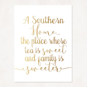 A Southern Home Quote- Gold // Home Quote Print // Watercolor Printable ...