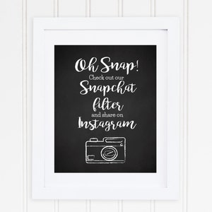 Chalkboard Snapchat Filter Sign- Wedding Sign- Instagram- Instant ...