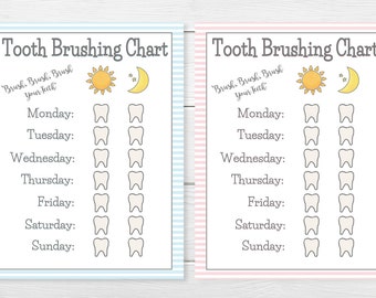 PRINTABLE BOYS TOOTH Brushing Chart Young Child/toddler | Etsy