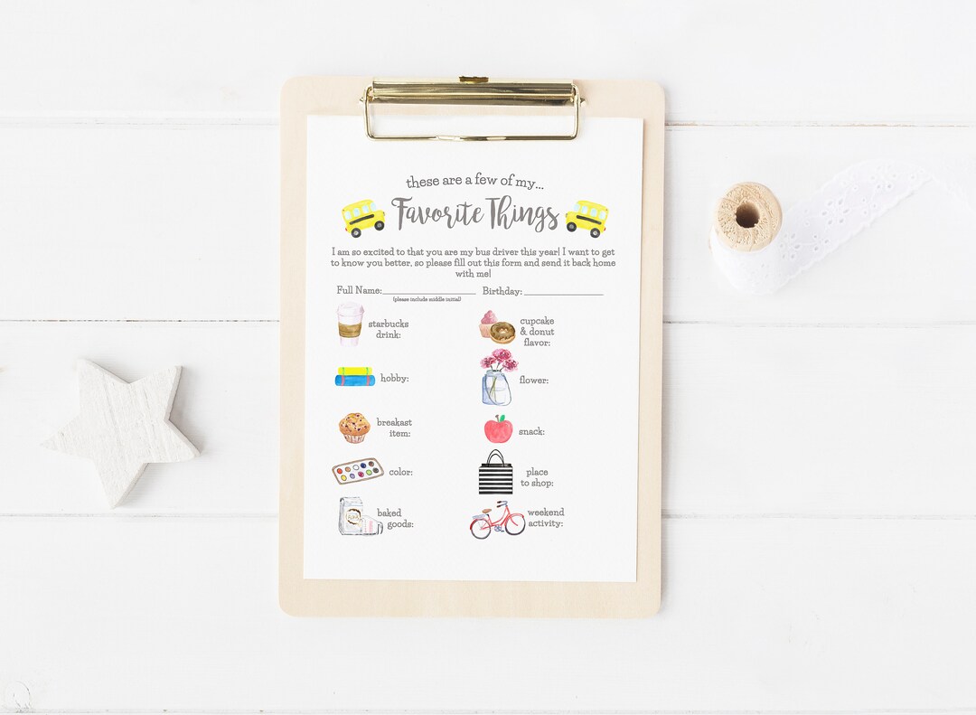 Bus Driver's "favorite Things"- New Bus Driver Getting to Know You ...