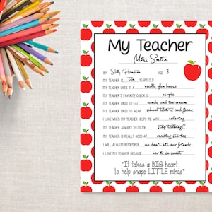 Apples- All About My Teacher-teacher Appreciation Printable-digital ...