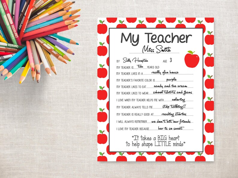 Apples All About My Teacher-teacher Appreciation | Etsy