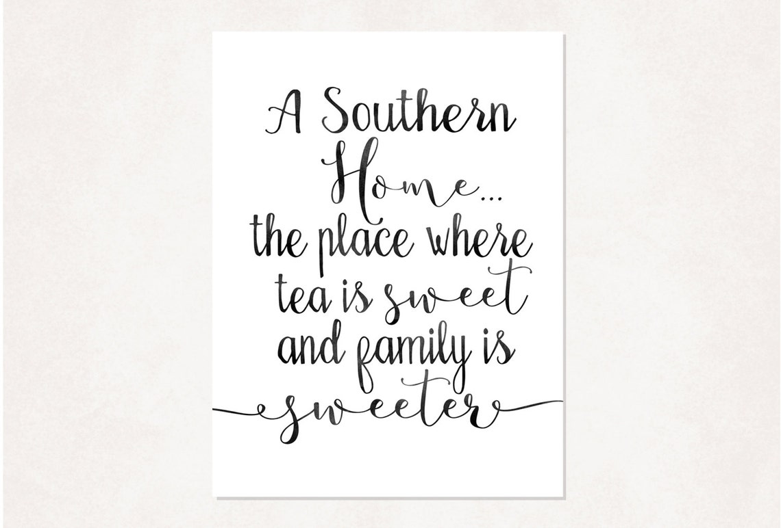 A Southern Home Quote- Black // Home Quote Print // Watercolor ...