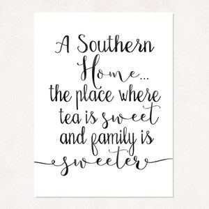 A Southern Home Quote- Black // Home Quote Print // Watercolor ...