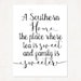 A Southern Home Quote- Black // Home Quote Print // Watercolor ...