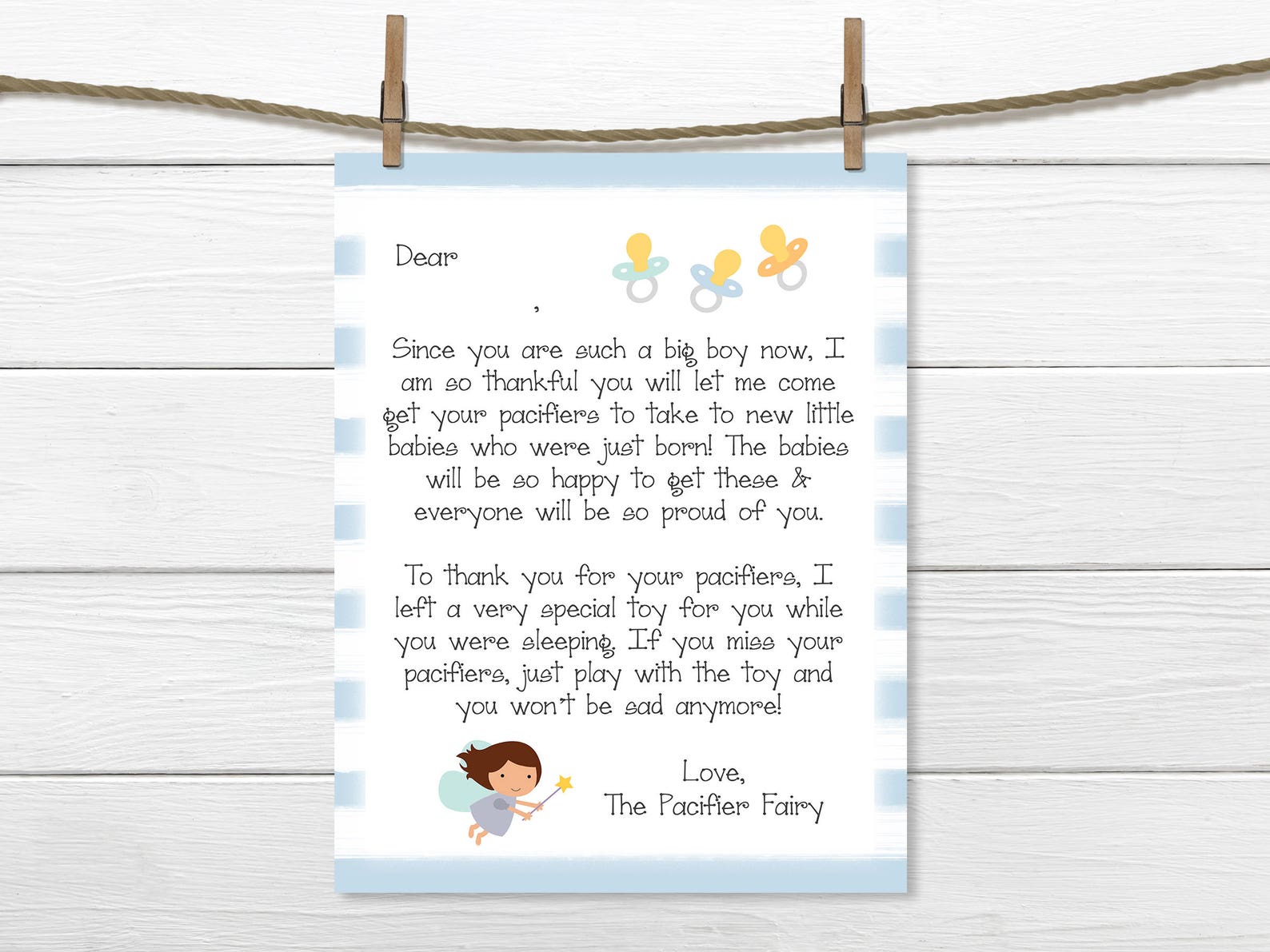 Boys Pacifier/paci Fairy Letter Toddler Little Kid Child - Etsy