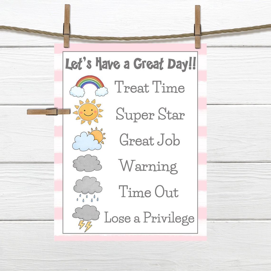 PRINTABLE GIRLS BEHAVIOR Chart Young Child/toddler - Etsy
