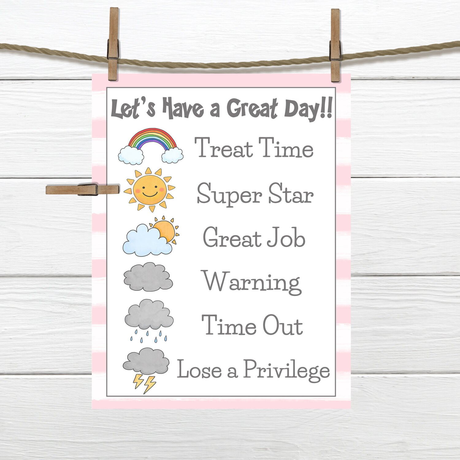 PRINTABLE- GIRLS - BEHAVIOR Chart- Young Child/toddler Behavior Chart ...