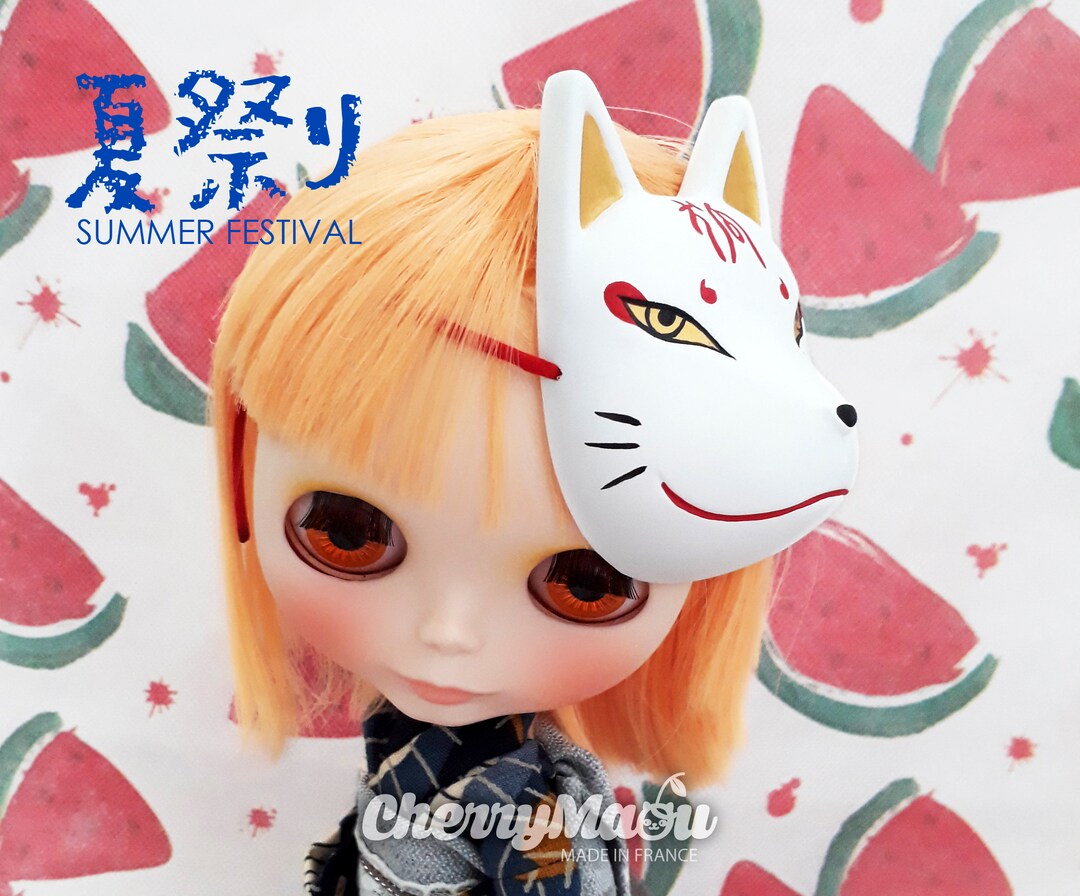 Kitsune Mask Shiro, Japanese Fox Mask for Blythe Dolls, Pullip, BJD - Etsy