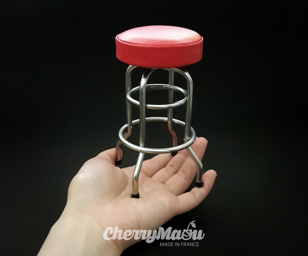 Vintage Style Double Ring Bar Stool, 1:6 Scale Miniature for BJD ...