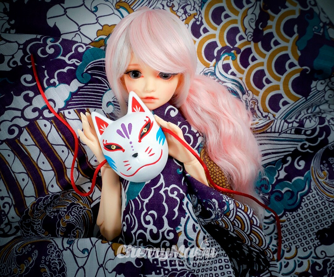 Kitsune Mask Suzune, Japanese Fox Mask for Blythe Dolls, Pullip, Bjds ...