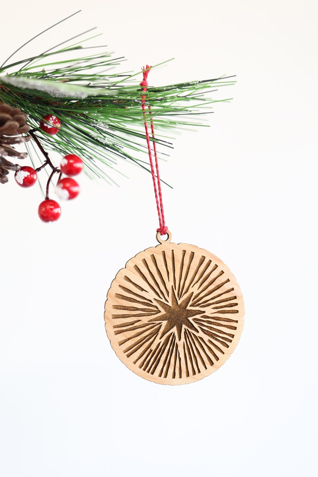 Starlight Circle Christmas Ornament | Christmas Star Wooden Ornament ...