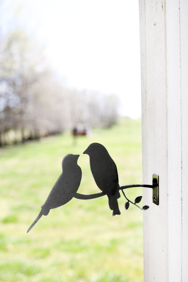 Love Birds Metal Bird Statue | Bird Watcher Garden Anniversary Gift ...