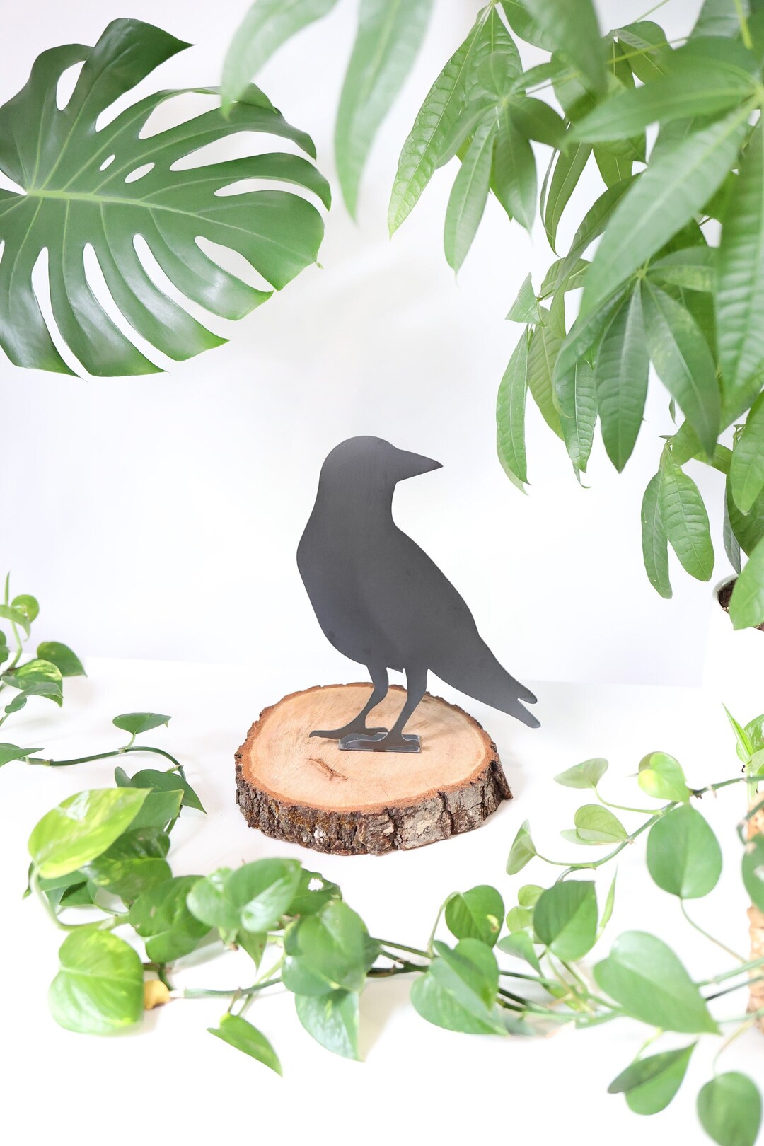 Crow Statue | Metal Bird Watcher Garden Gift Rustic Outdoor Art - Etsy
