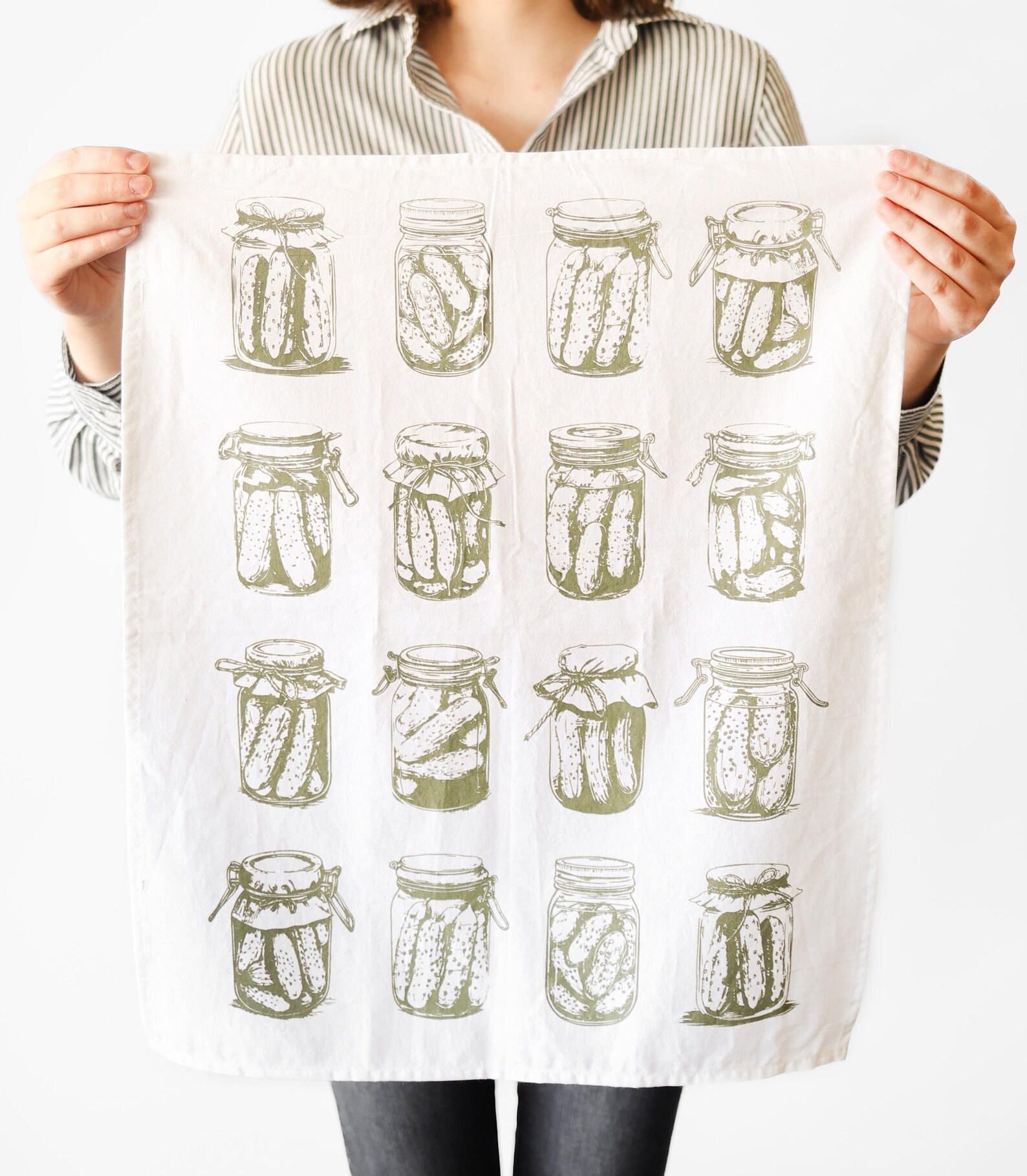 Pickle Tea Towel | Botanical Tea Towel Pickle Canning Jars Spring ...