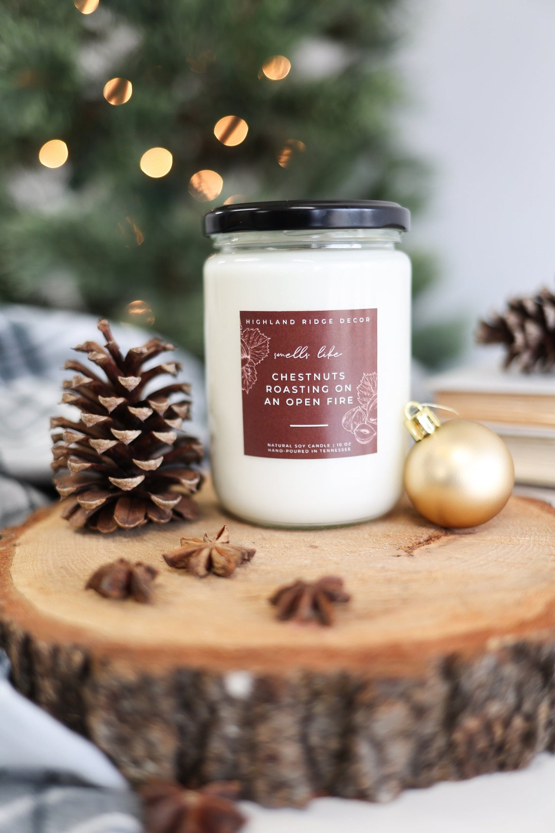 Hand-poured Soy Candle Roasted Chestnuts chestnuts Roasting on an Open ...