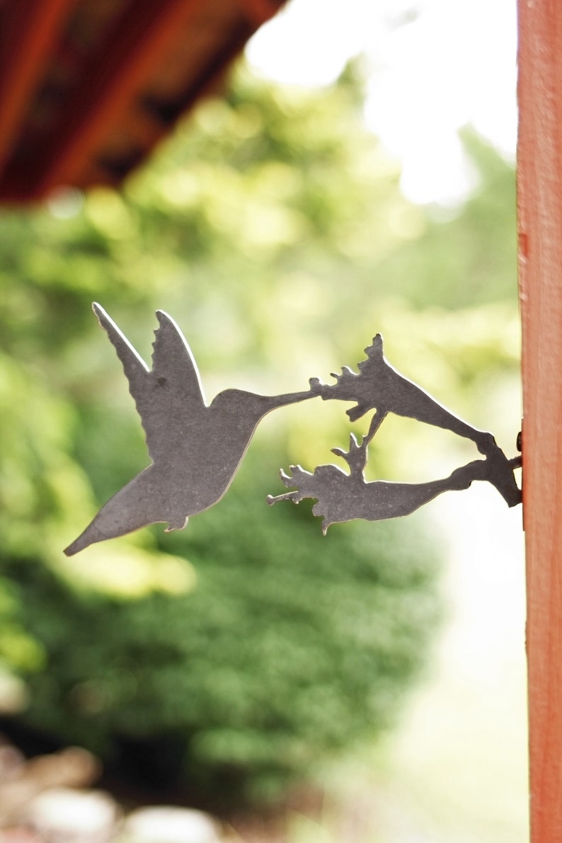 Hummingbird Statue Metal Bird Art | Bird Watcher Garden Gift Farmhouse ...