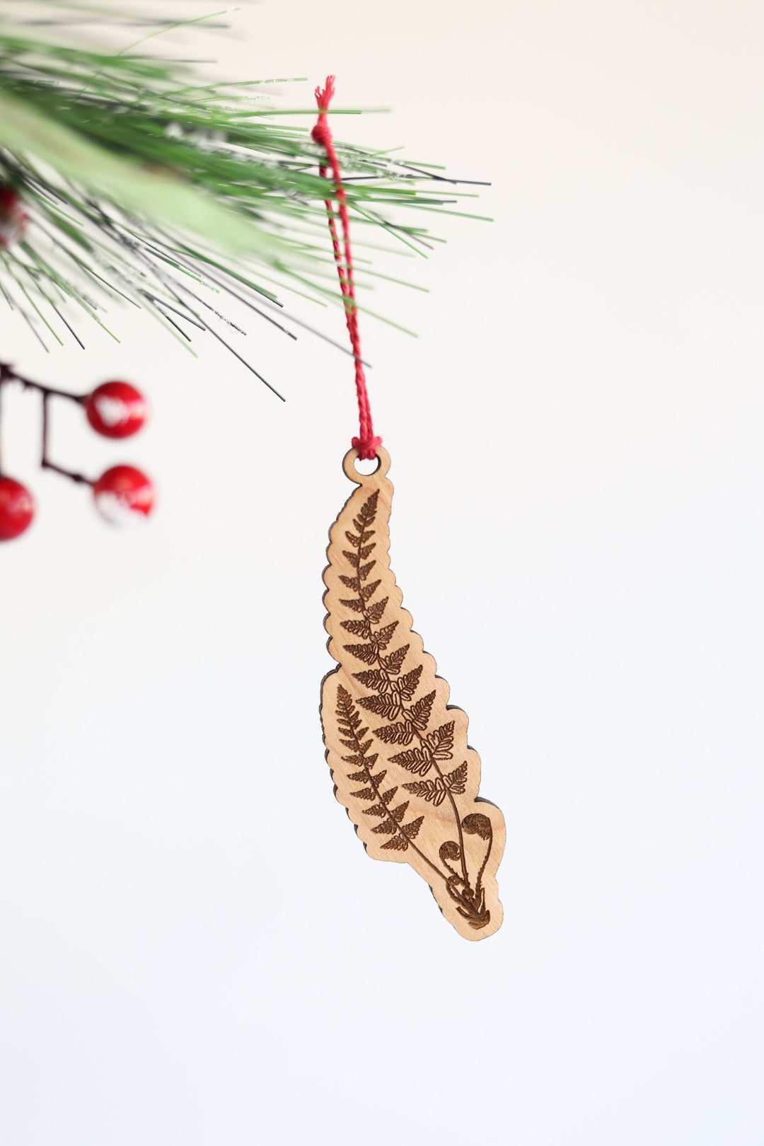 Fern Frond Christmas Ornament | Christmas Tree Ornament Wooden Holiday ...