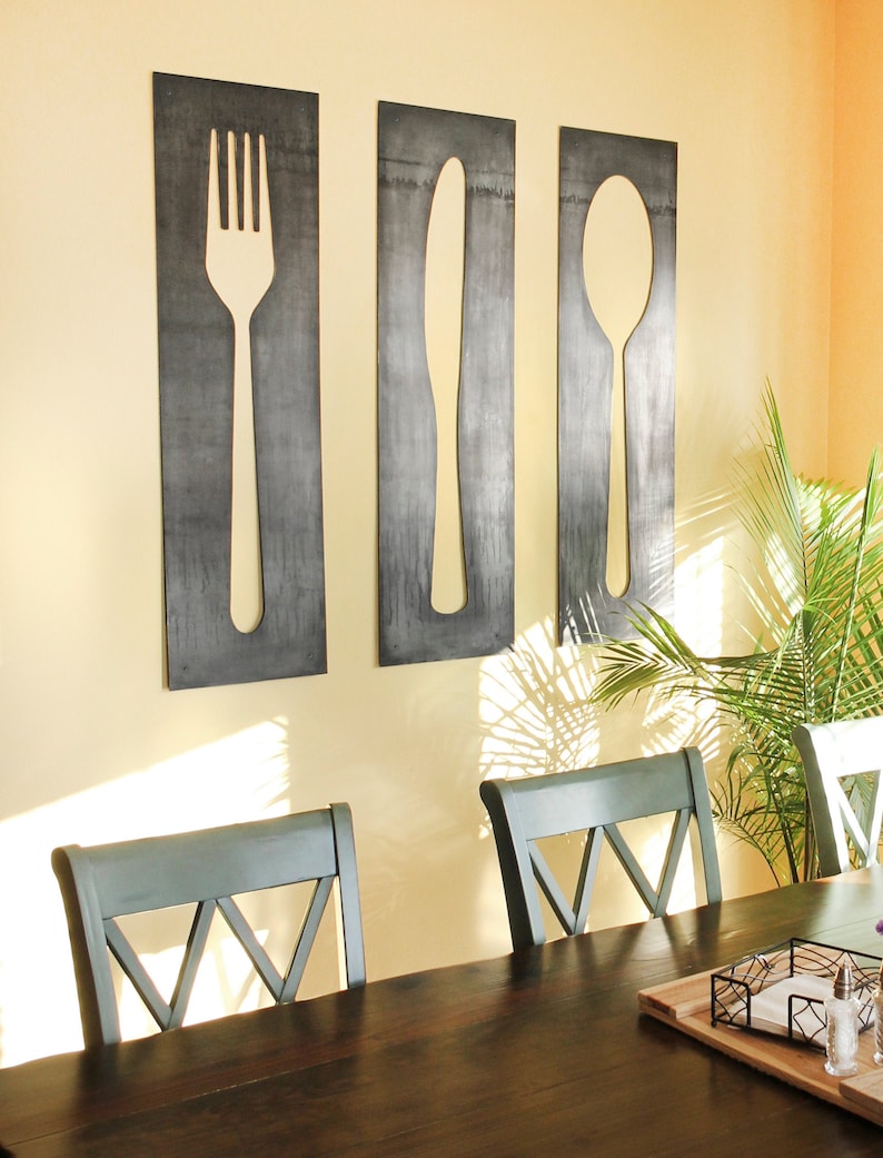 Fork Knife Spoon Wall Art Panel Set Modern Kitchen Wall Art - Etsy