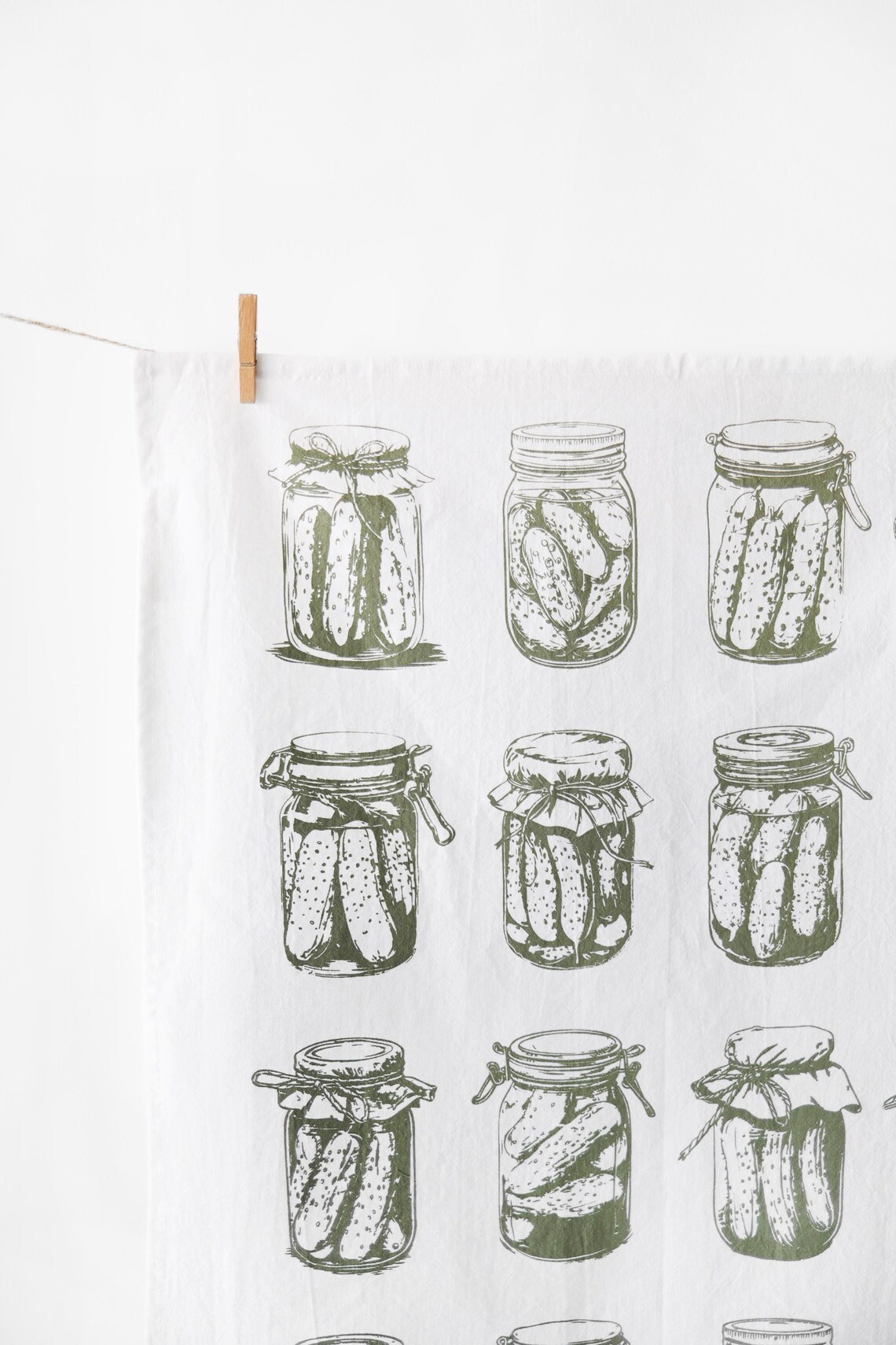 Pickle Tea Towel | Botanical Tea Towel Pickle Canning Jars Spring ...