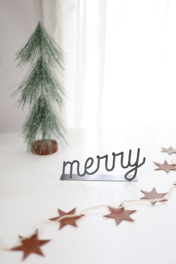 Merry Word Sign Merry Word Art Holiday Gift Metal Sign Merry - Etsy