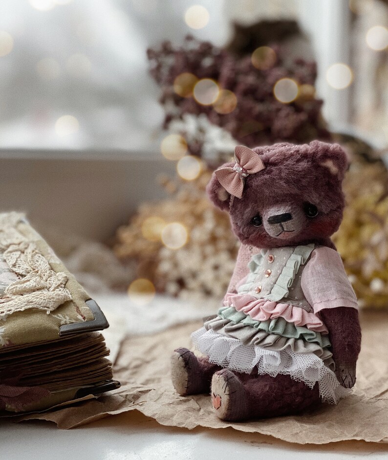 Artist Stuffed Bearbear Girl Figurine Little Bear Doll | Etsy