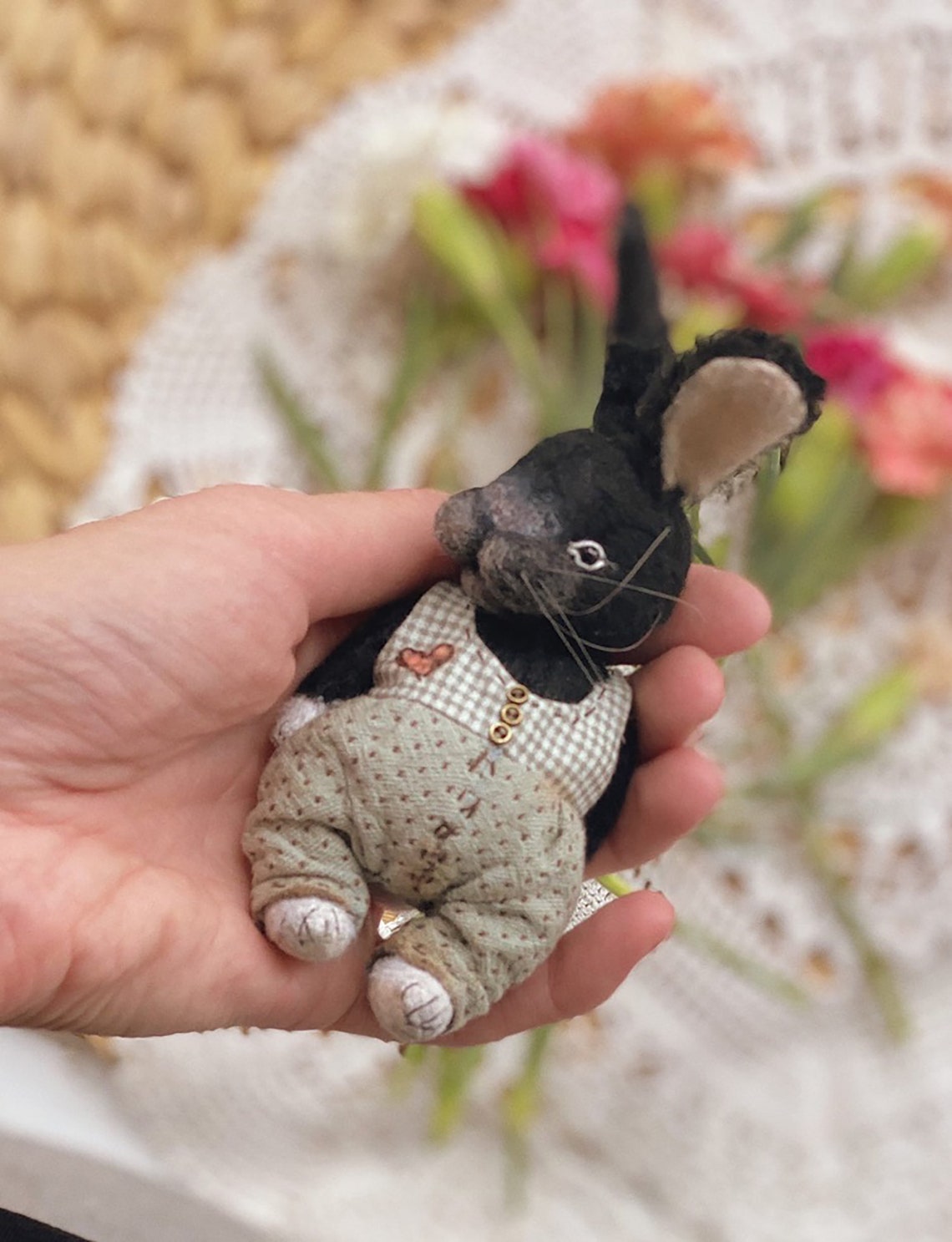 Tiny Stuffed Bunny Artist Pocket Toy Dollhouse Accessory - Etsy