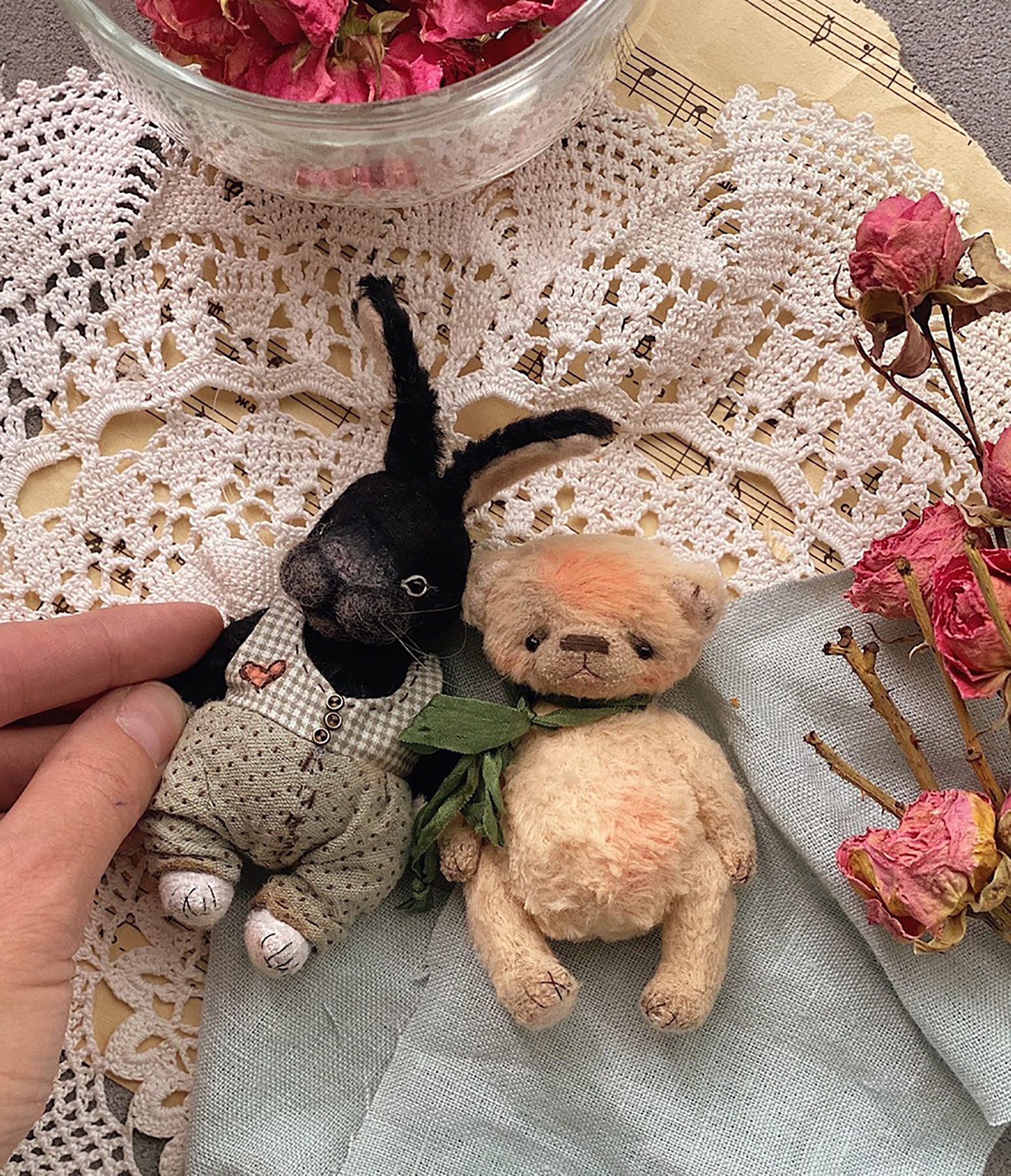 Tiny Stuffed Bunny Artist Pocket Toy Dollhouse Accessory - Etsy