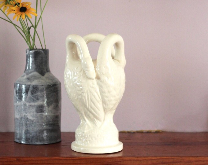 Ceramic Swans Vase - Swan Necking - Three Swans - Made in Japan - White ...