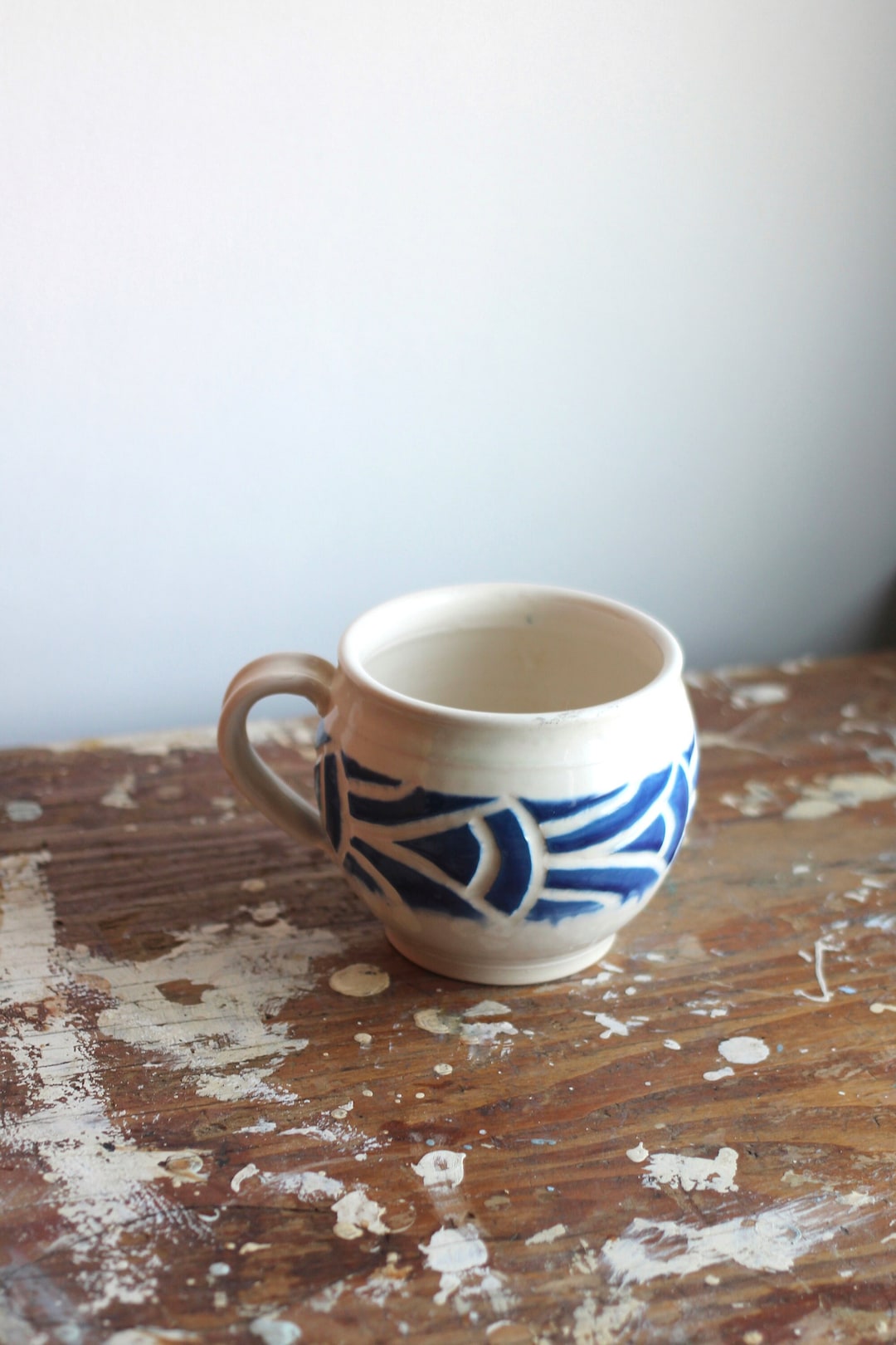 Large Mug Blue and White Ceramic Mug Blue Design Studio Pottery Mug ...